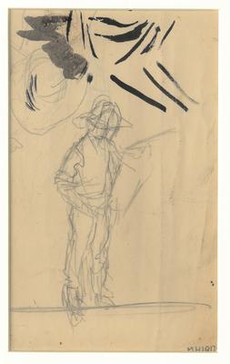 Drawing, man wearing stockman's hat - National Trust