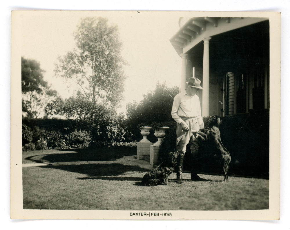 Photograph, Daryl Lindsay with two dogs, 1935 - National Trust
