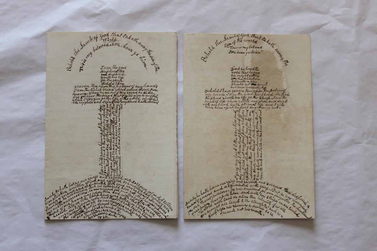 Documents, religious text shaped to make crosses, c1860 - National Trust