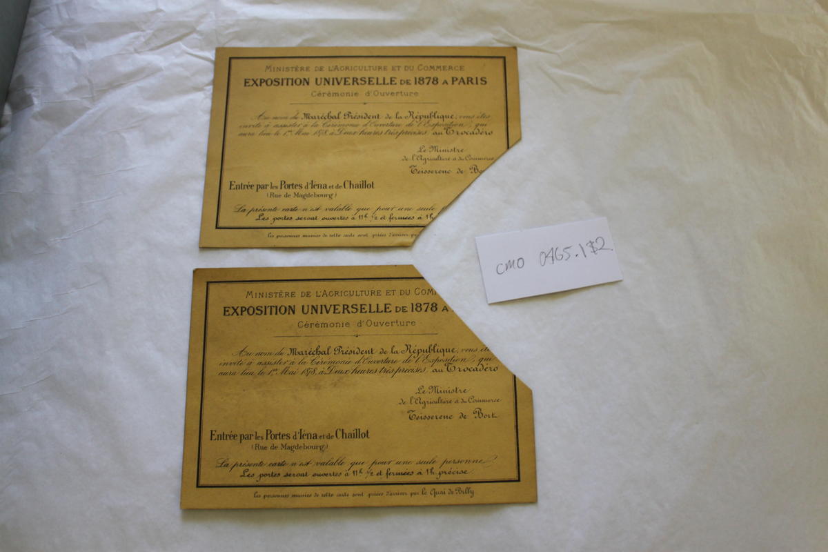 Entree cards, two - National Trust